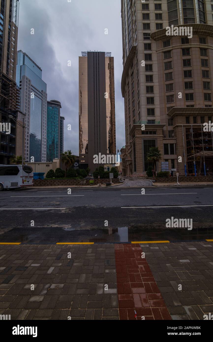 Doha, Qatar - july 10, 2020 : Street view of modern skyscrapers at ...