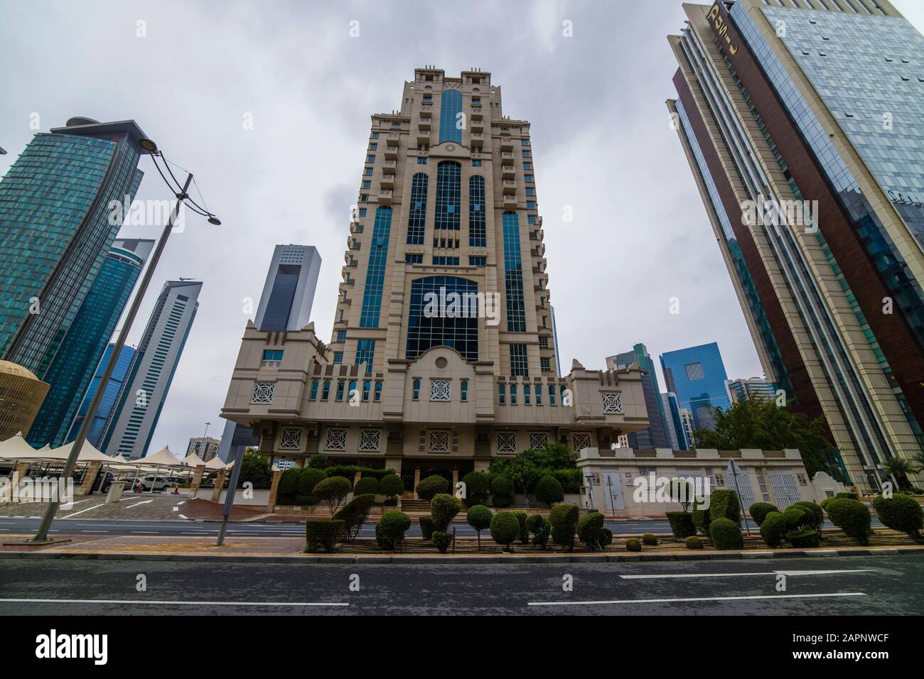 Doha, Qatar - july 10, 2020 : Street view of modern skyscrapers at ...