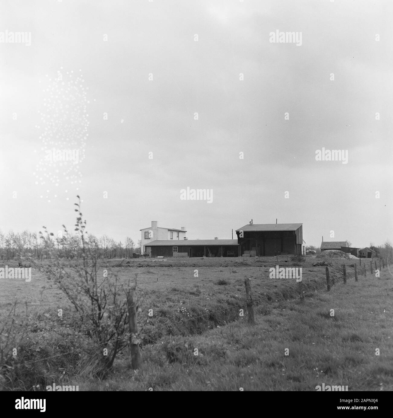 Rural scene with farm buildings Black and White Stock Photos & Images ...