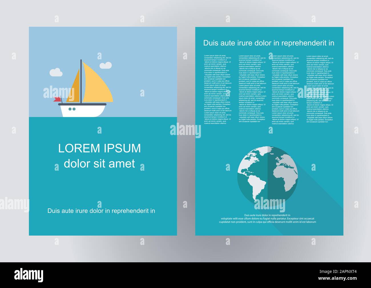 Vector brochure sailboat and skipper. flat design background Stock ...
