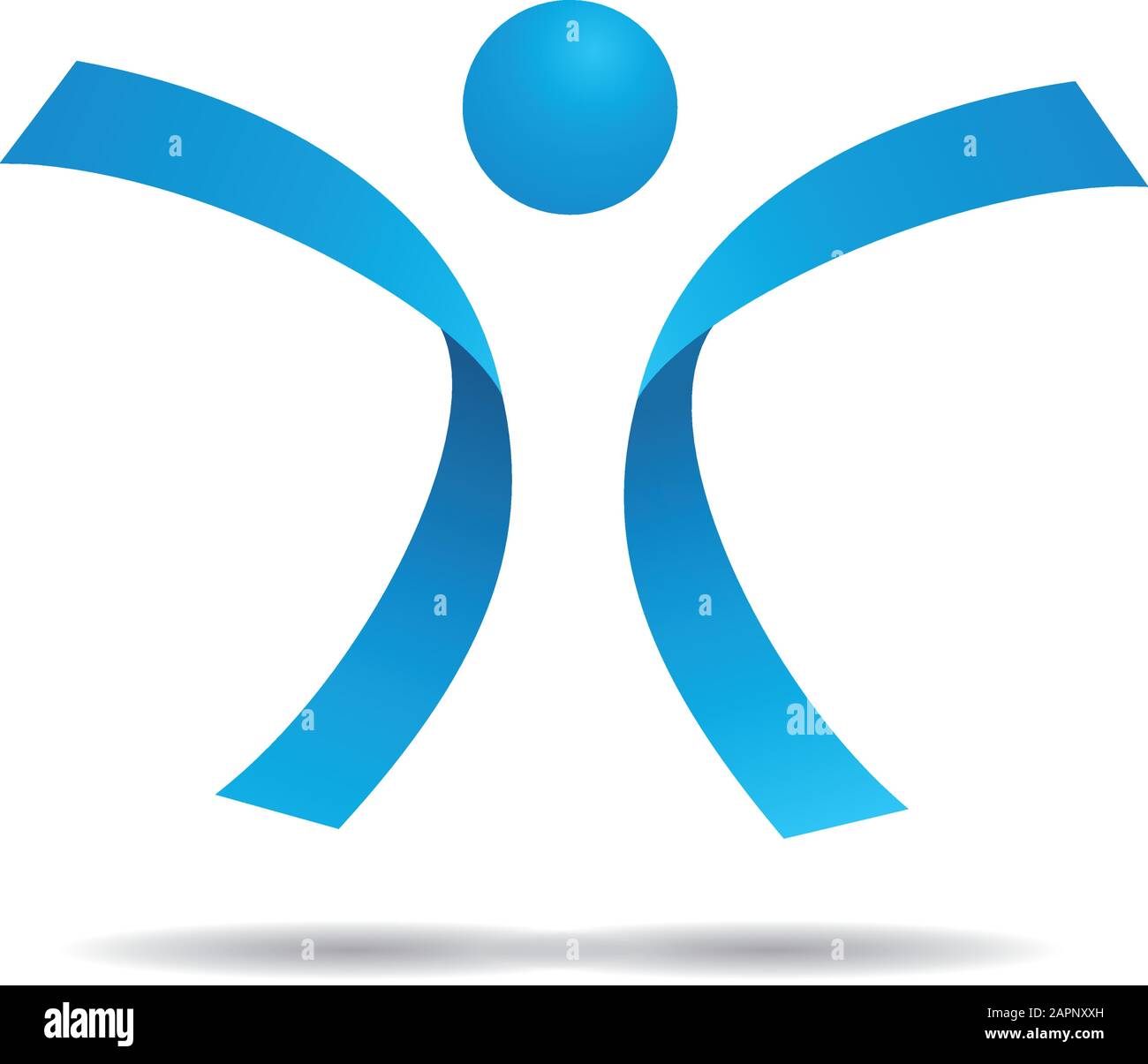 abstract shape vector of happy person, simplified with blue strips ...