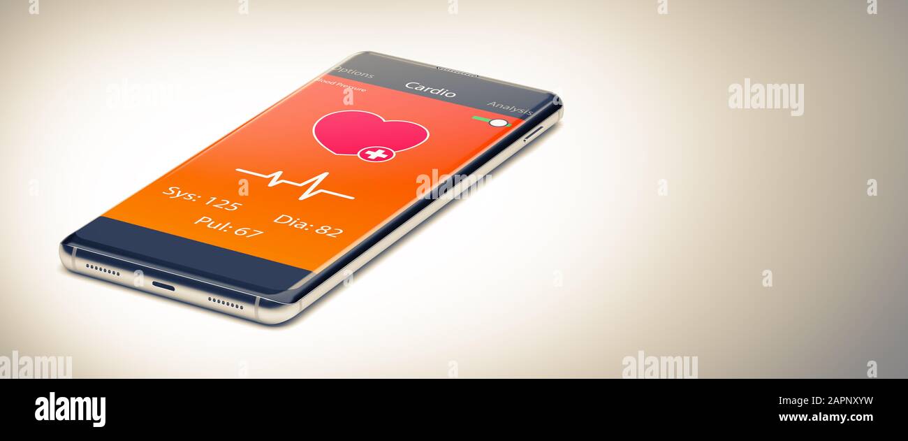 Modern Smartphone with Medical App on White Surface. Close-up Image of ...