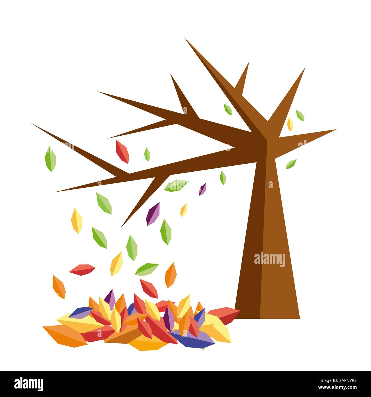 Vector sign autumn, tree with fallen leaves Stock Vector Image & Art ...
