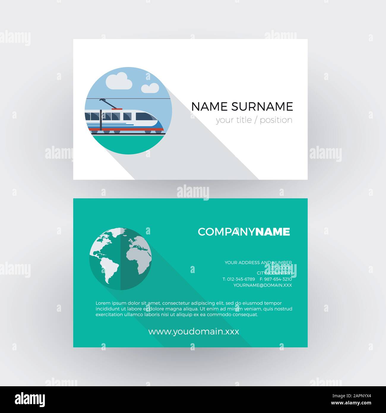 train traveling, railways agency. vector professional business card ...