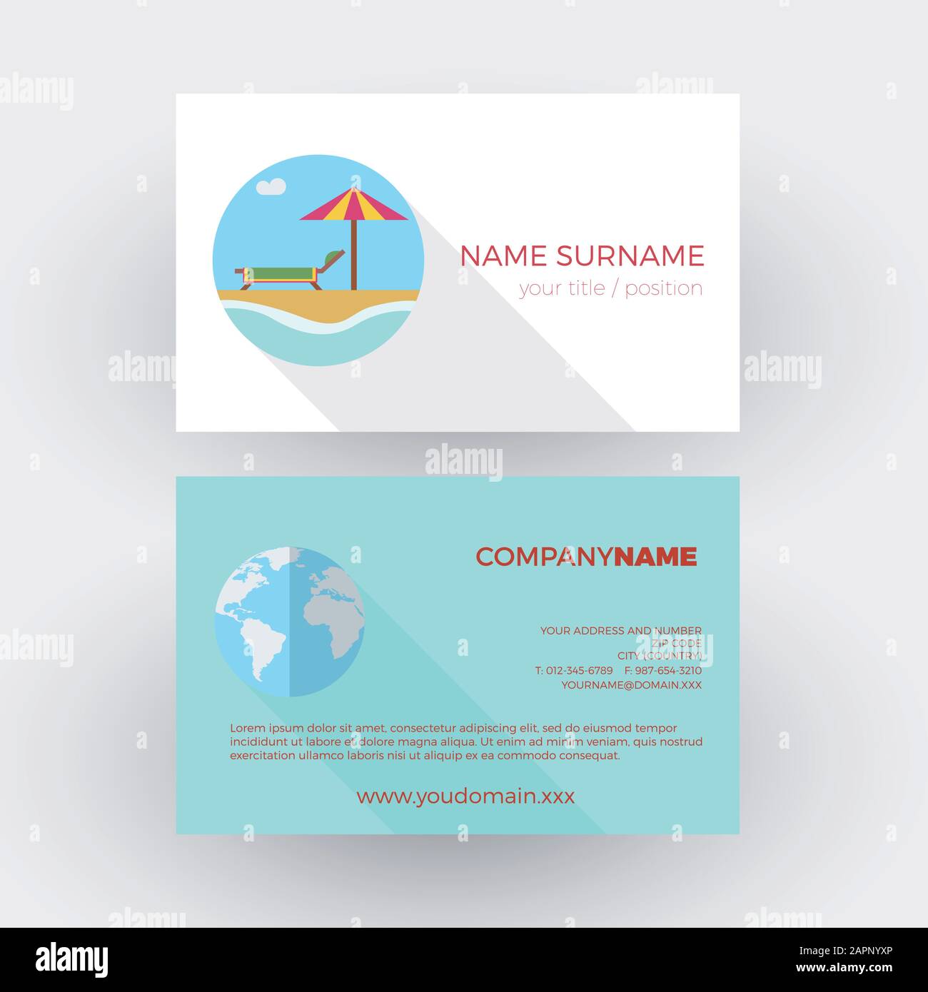 resort on reef ,travel agency. vector professional business card Stock ...