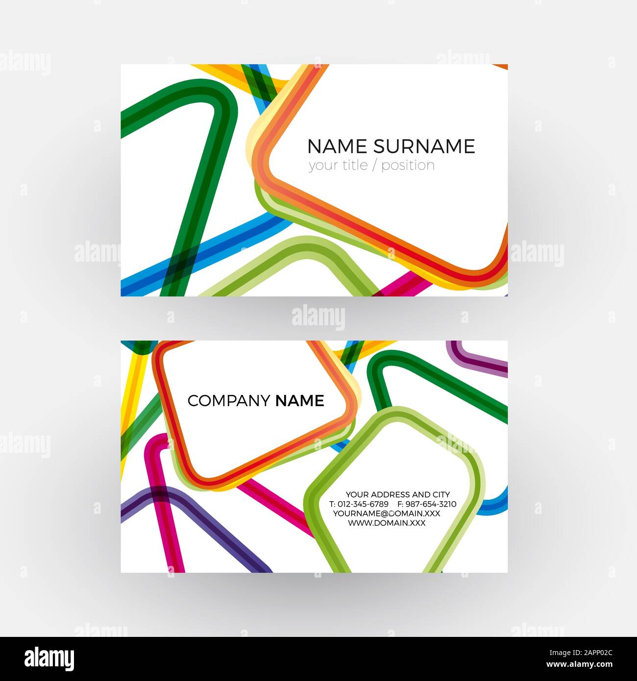 Vector abstract geometric rainbow polygons. Professional business card ...