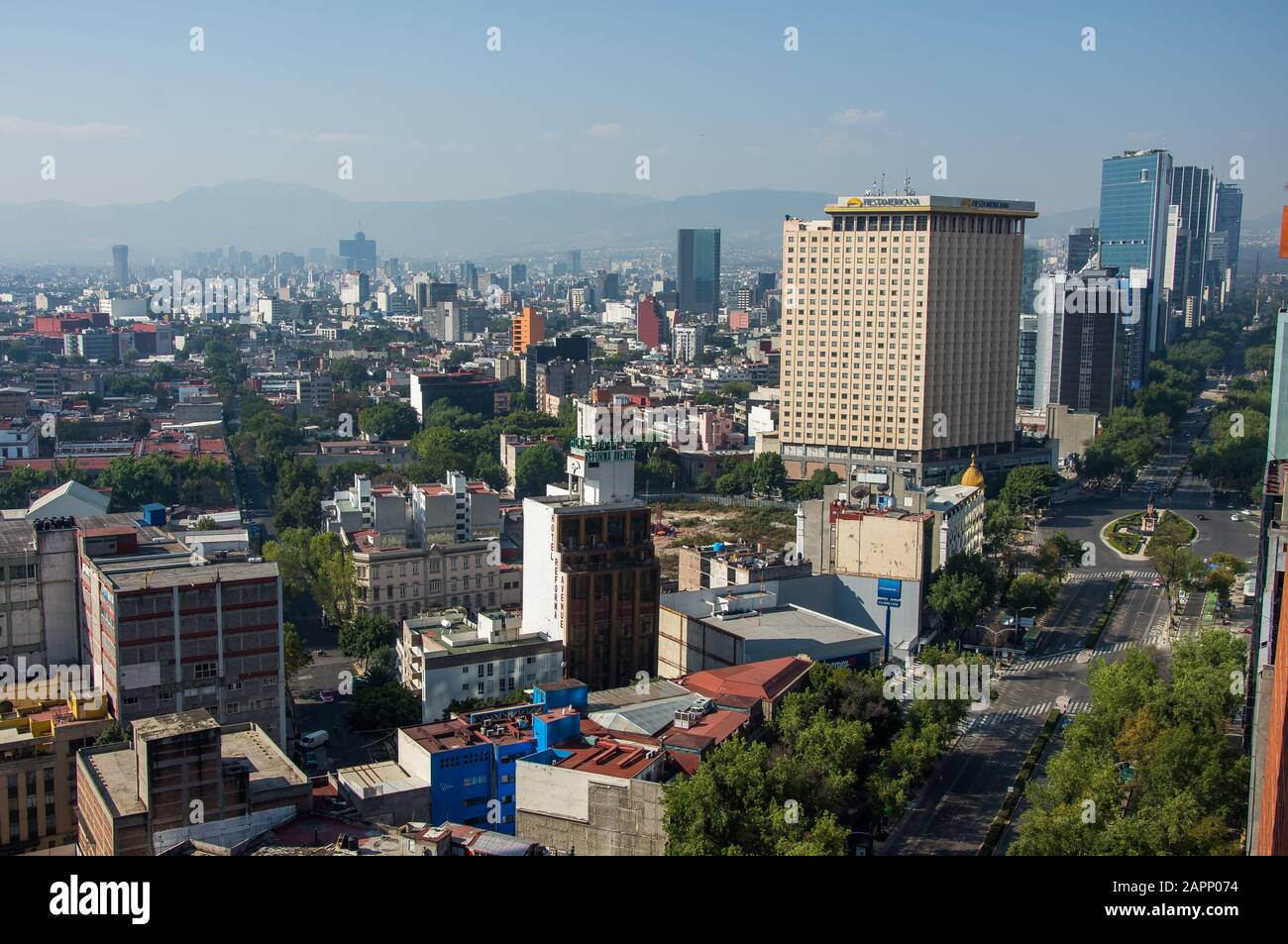 Paseo de La Reforma Square - Mexico City, Mexico. Aerial view of ...