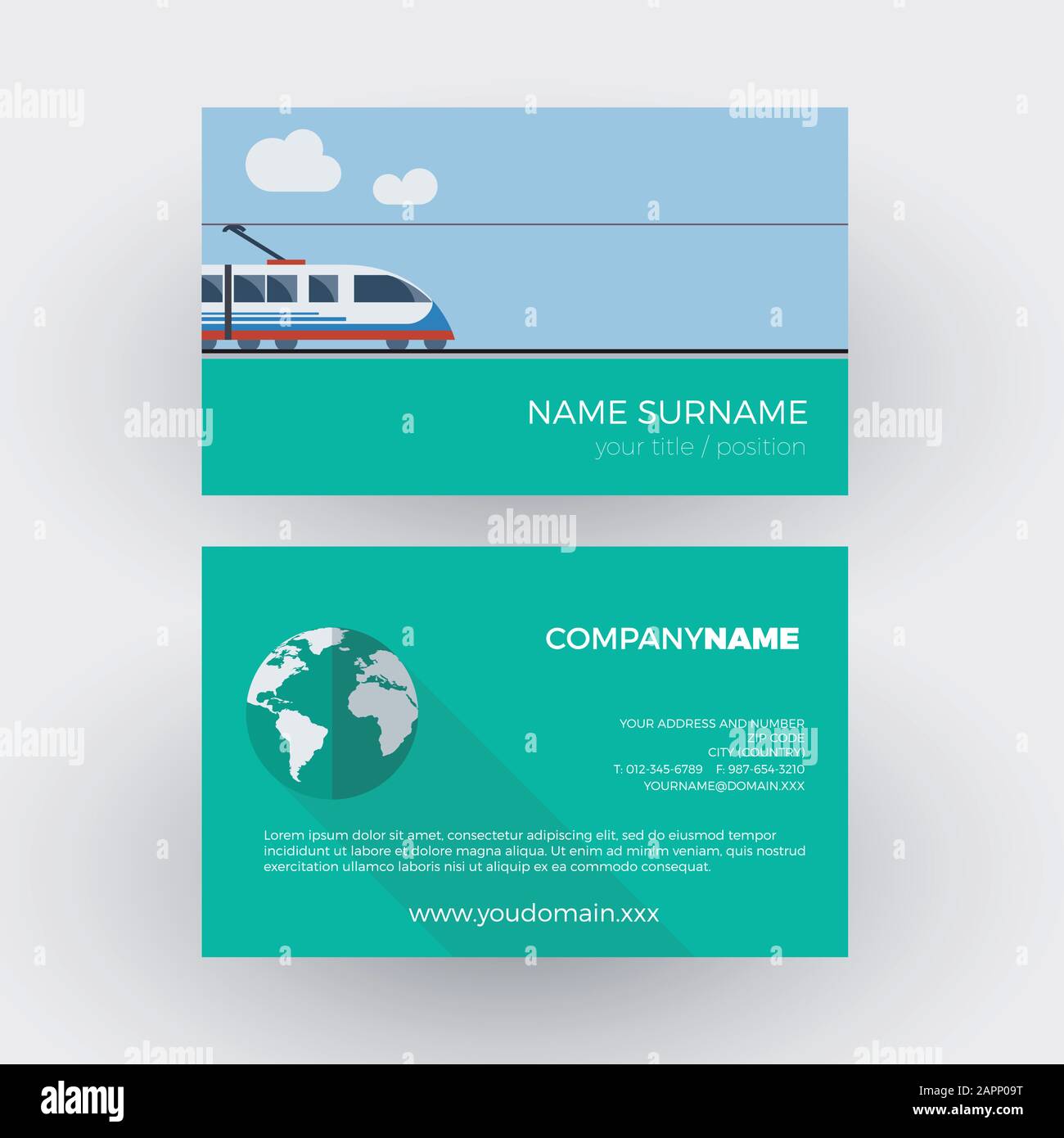 train traveling, railways agency. vector professional business card ...