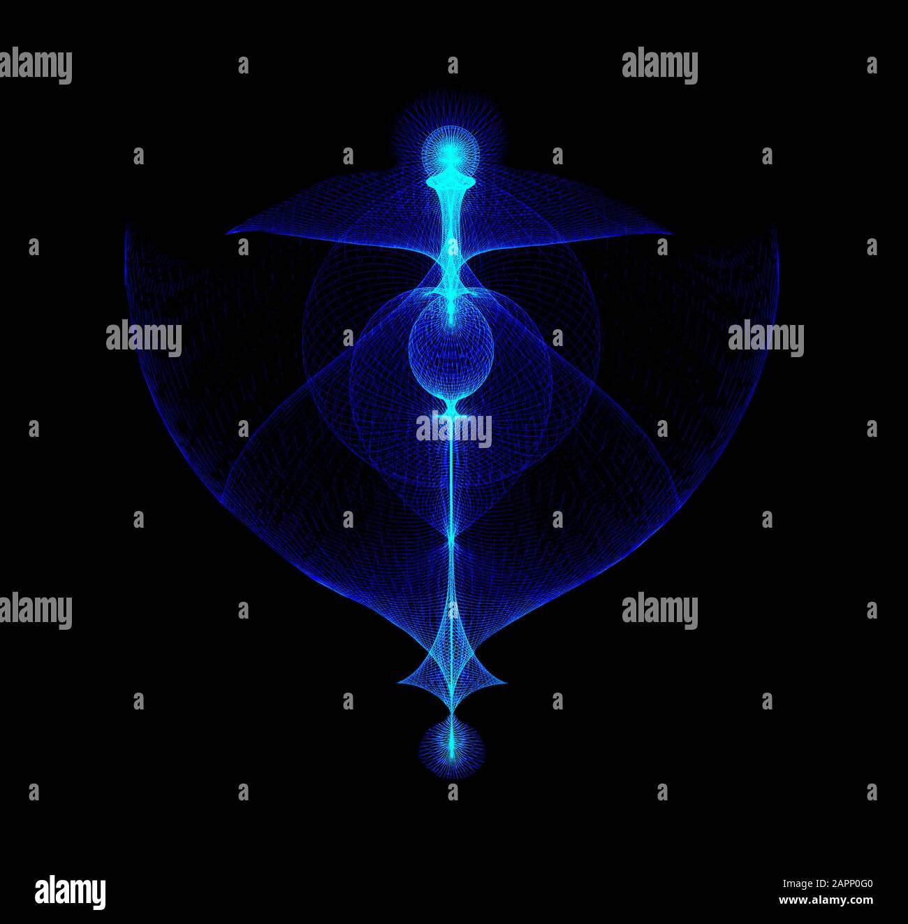 Abstract Religious Symbol. Glowing Angel With Spreading Wings On Black ...