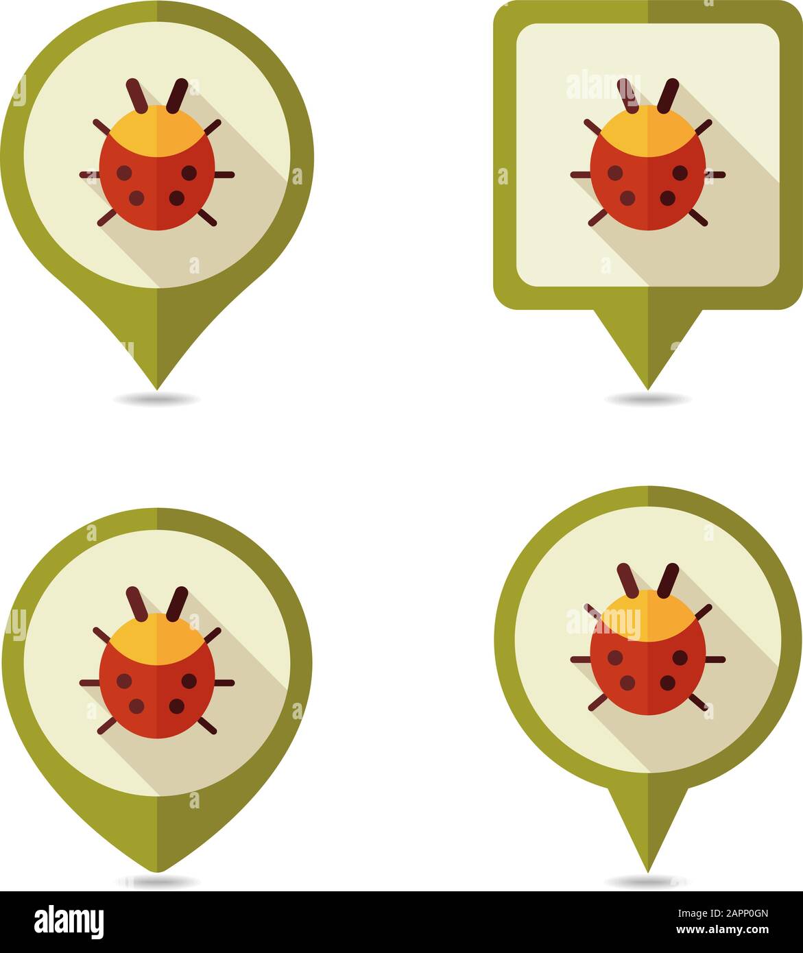 Ladybug flat vector pin map icon. Map pointer. Map markers. Garden, eps ...