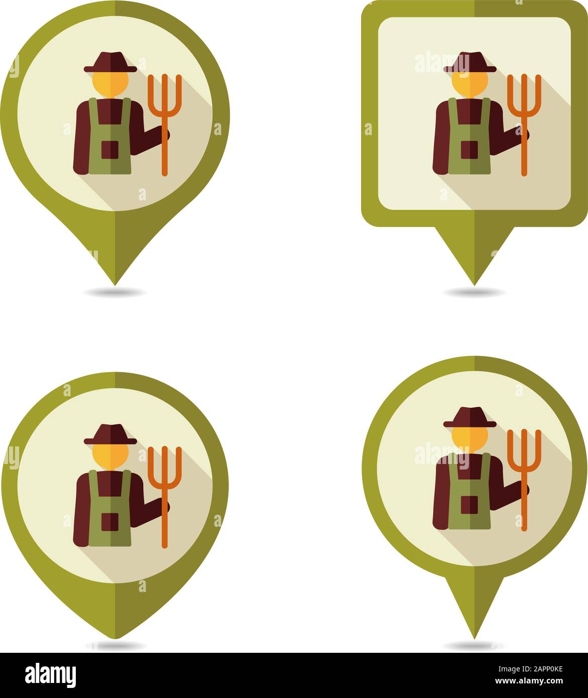 Farmers flat pin map icon. Map pointer. Map markers. Farm. Garden ...