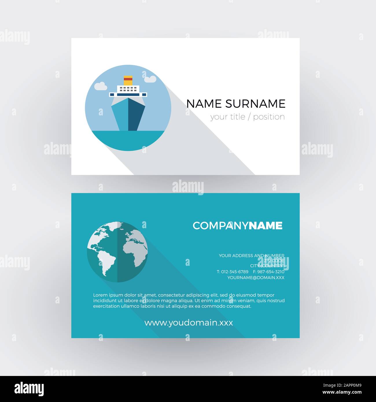 cruise ship, travel agency. vector professional business card Stock ...