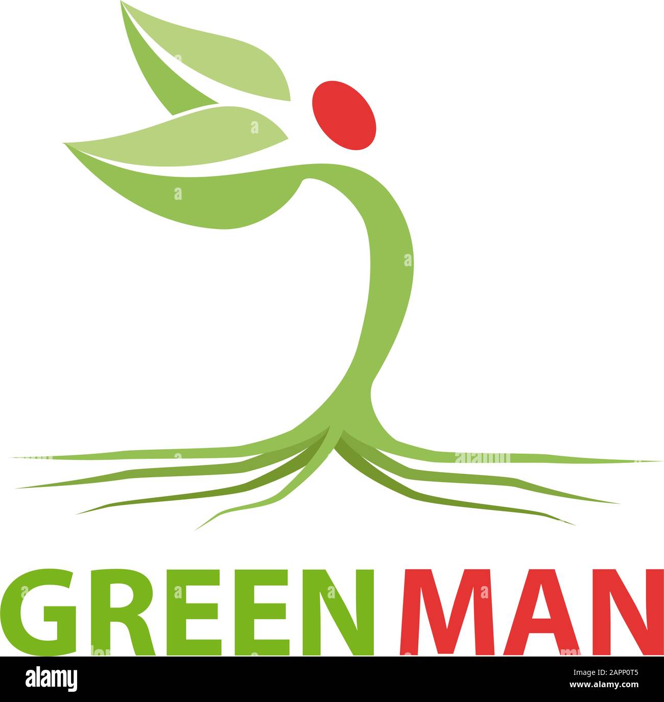 Vector sign green man. Concept of environment, growth and development ...