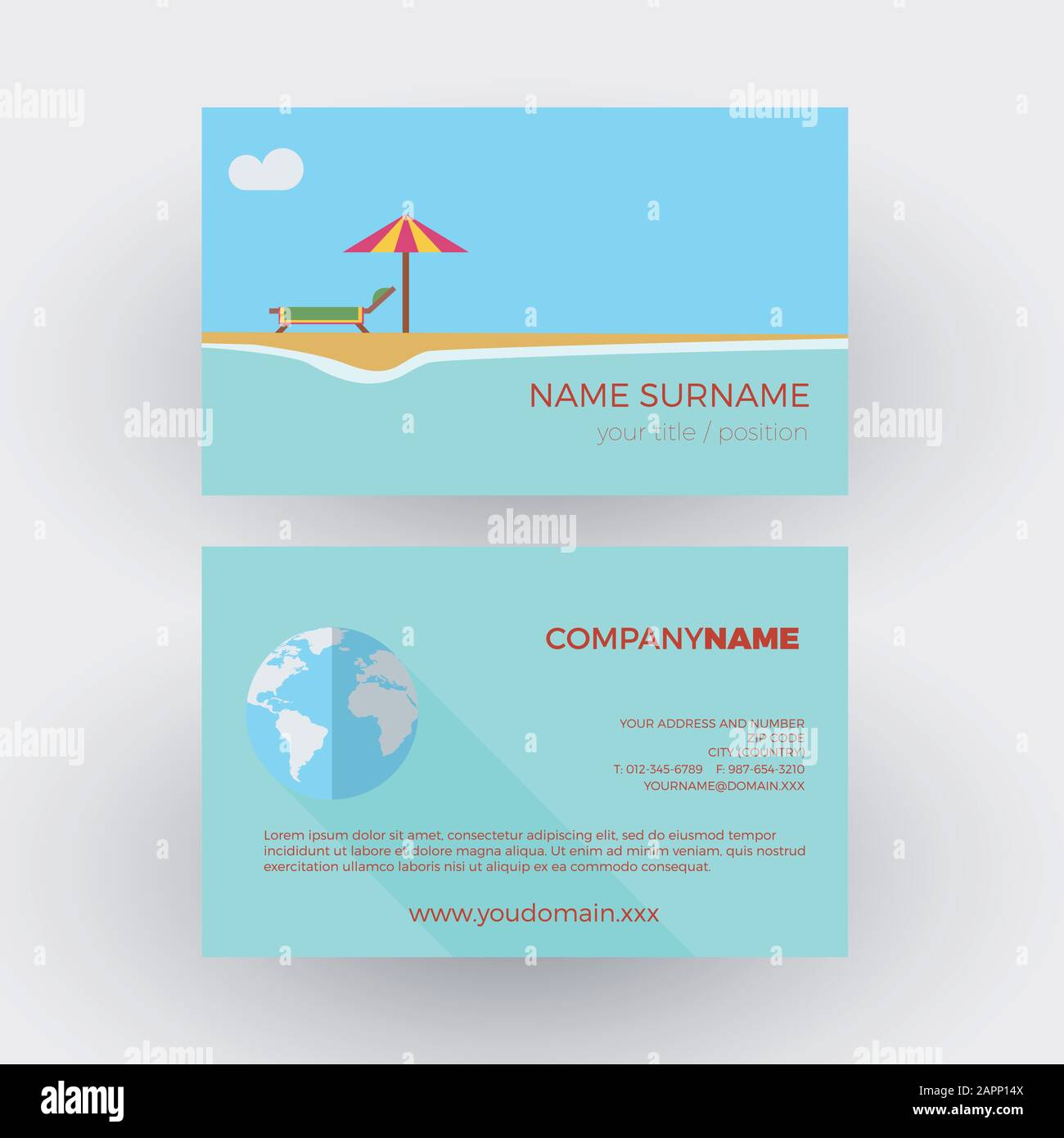 resort on reef ,travel agency. vector professional business card Stock ...