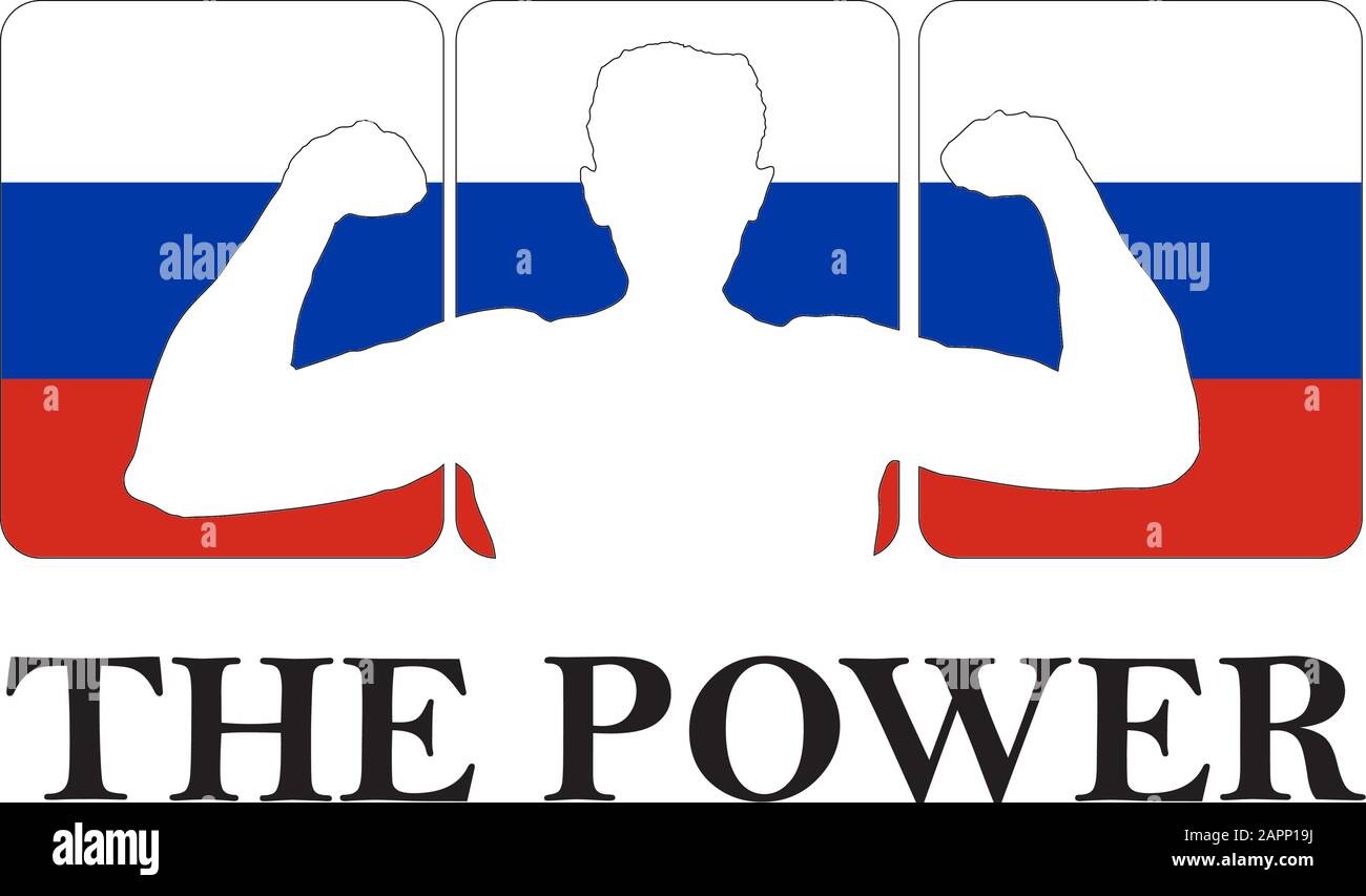 Vector powerful man, gym and power concept, with russian flag Stock ...
