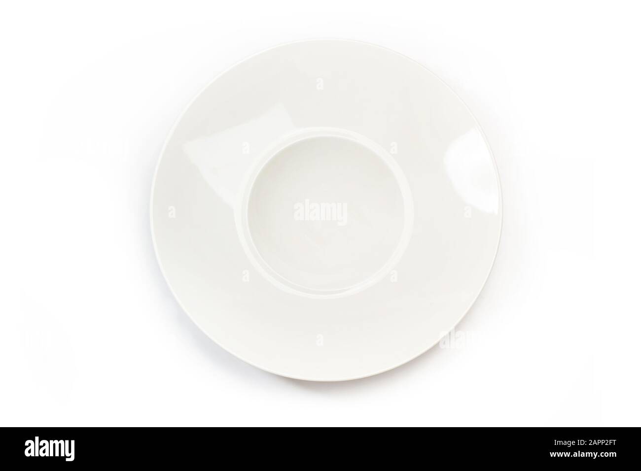 A white deep plate on a white background in a top view Stock Photo - Alamy