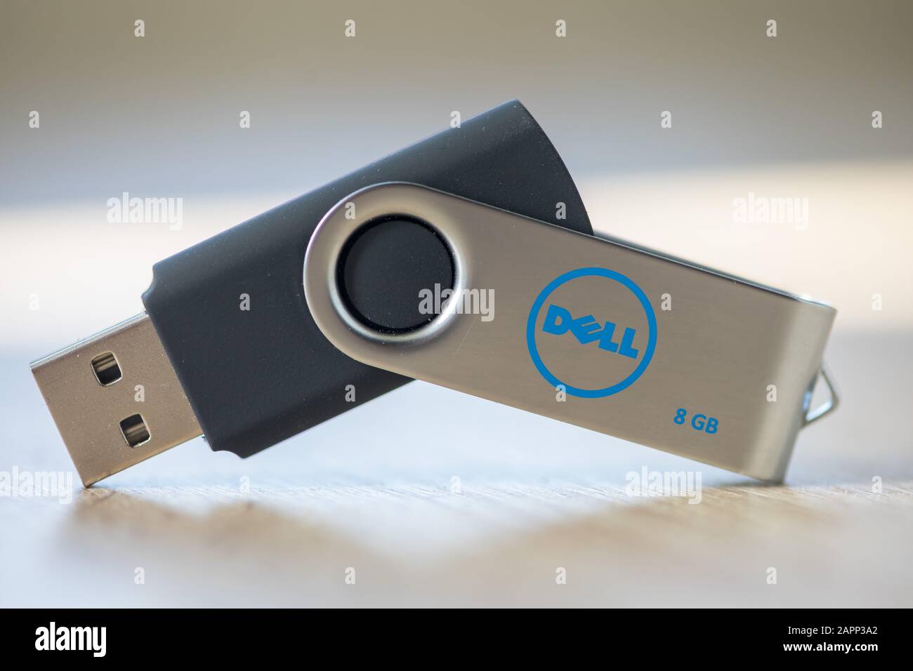 TIMISOARA, ROMANIA - JUNE 30, 2019: Close-up of a DELL pen drive, flash ...