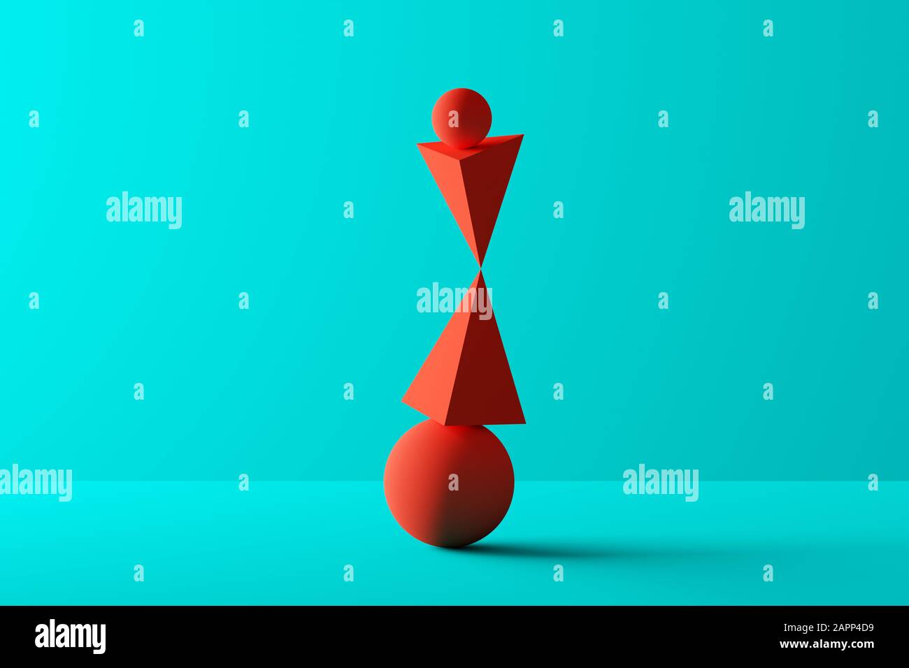 Two pyramids and two spheres in perfect balance - 3D Rendering Stock ...