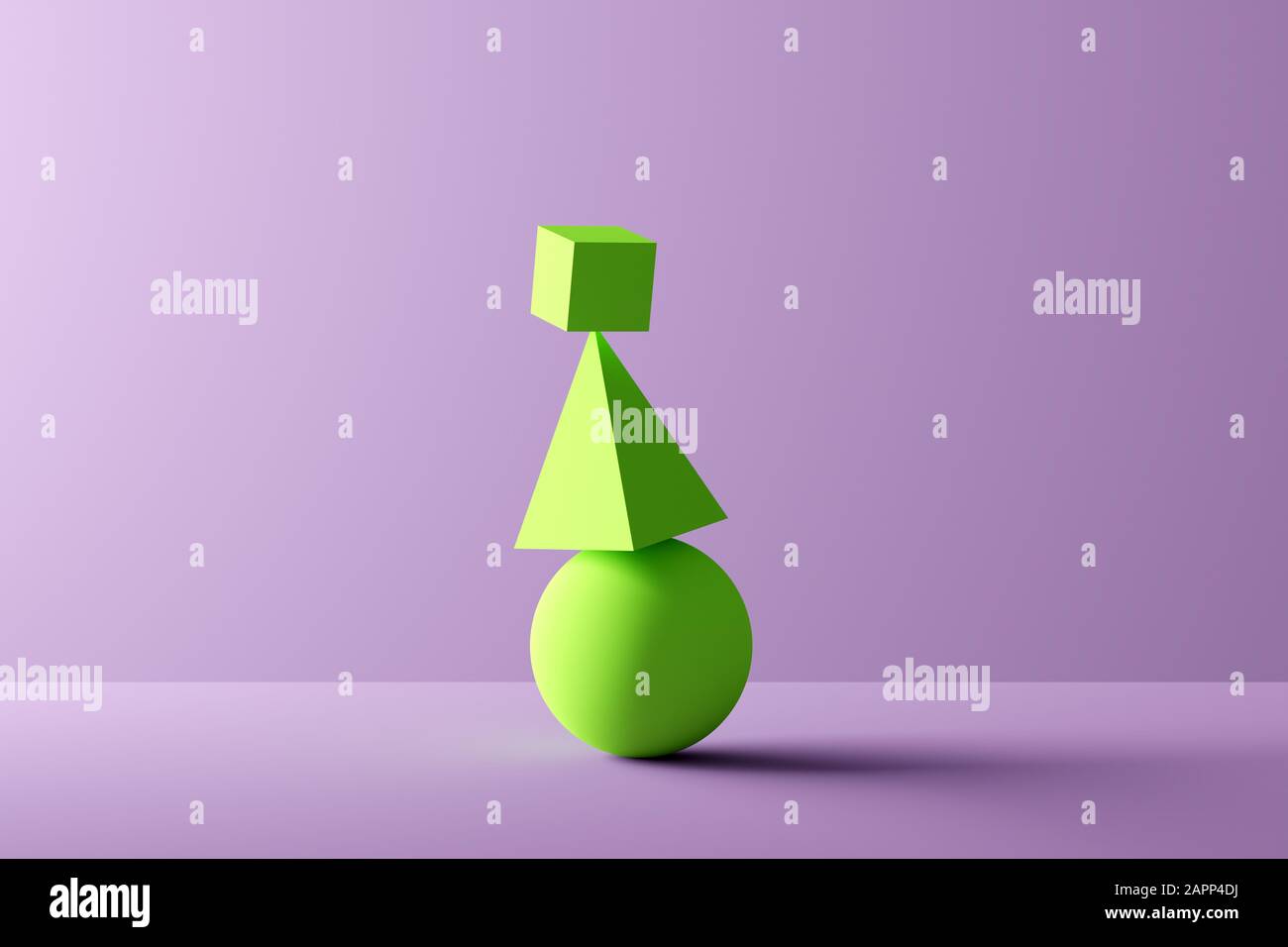 Pyramid, sphere and a cube in perfect balance - 3D Rendering Stock ...