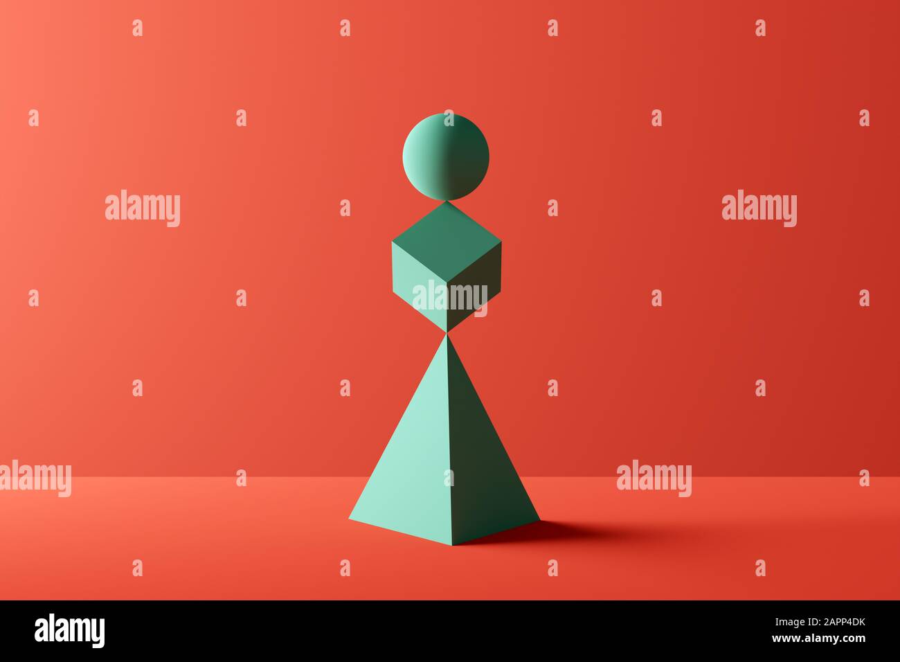 Pyramid, sphere and a cube in perfect balance - 3D Rendering Stock ...