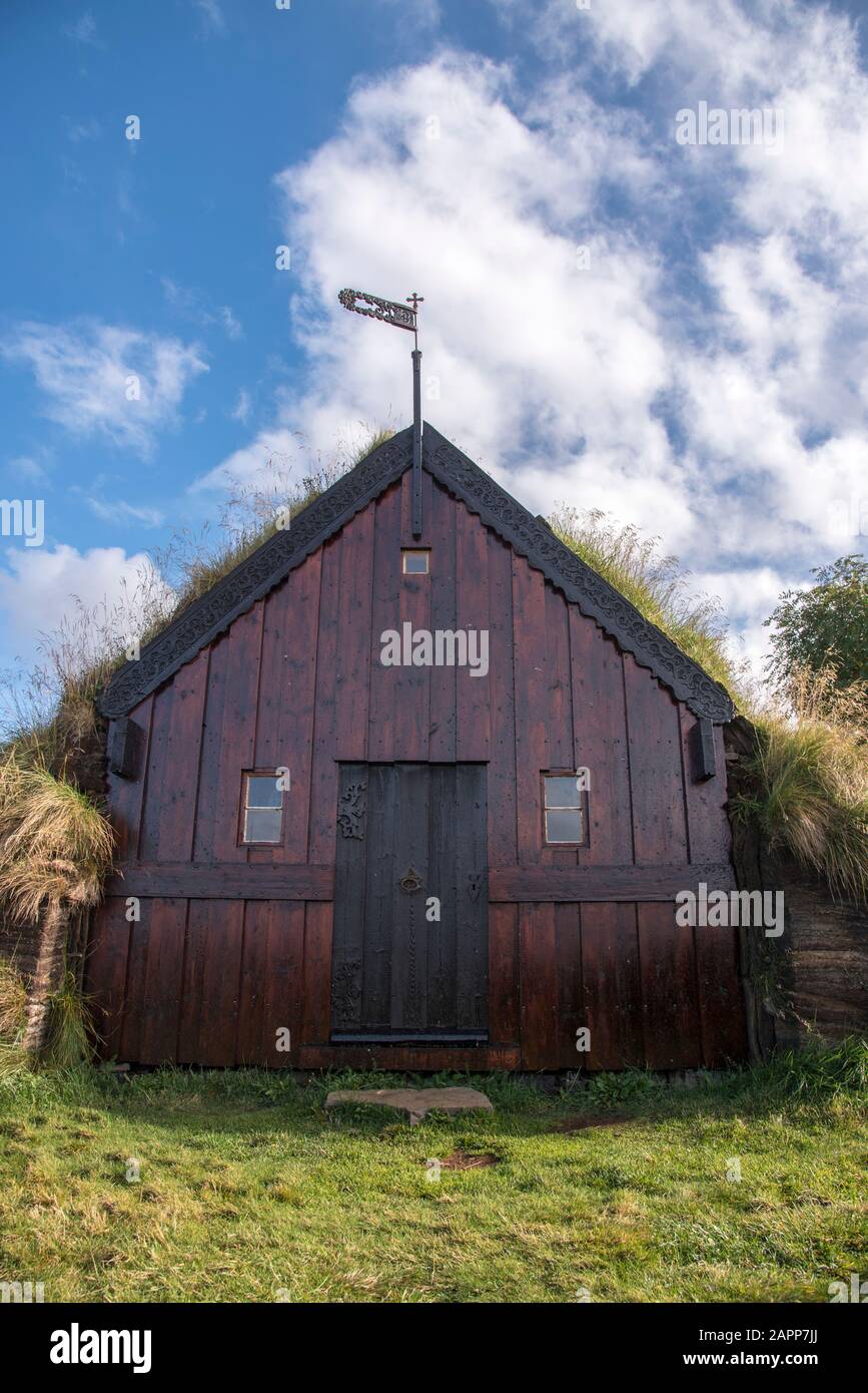 Grafarkirkja Turf-Church, Northern Iceland Stock Photo - Alamy