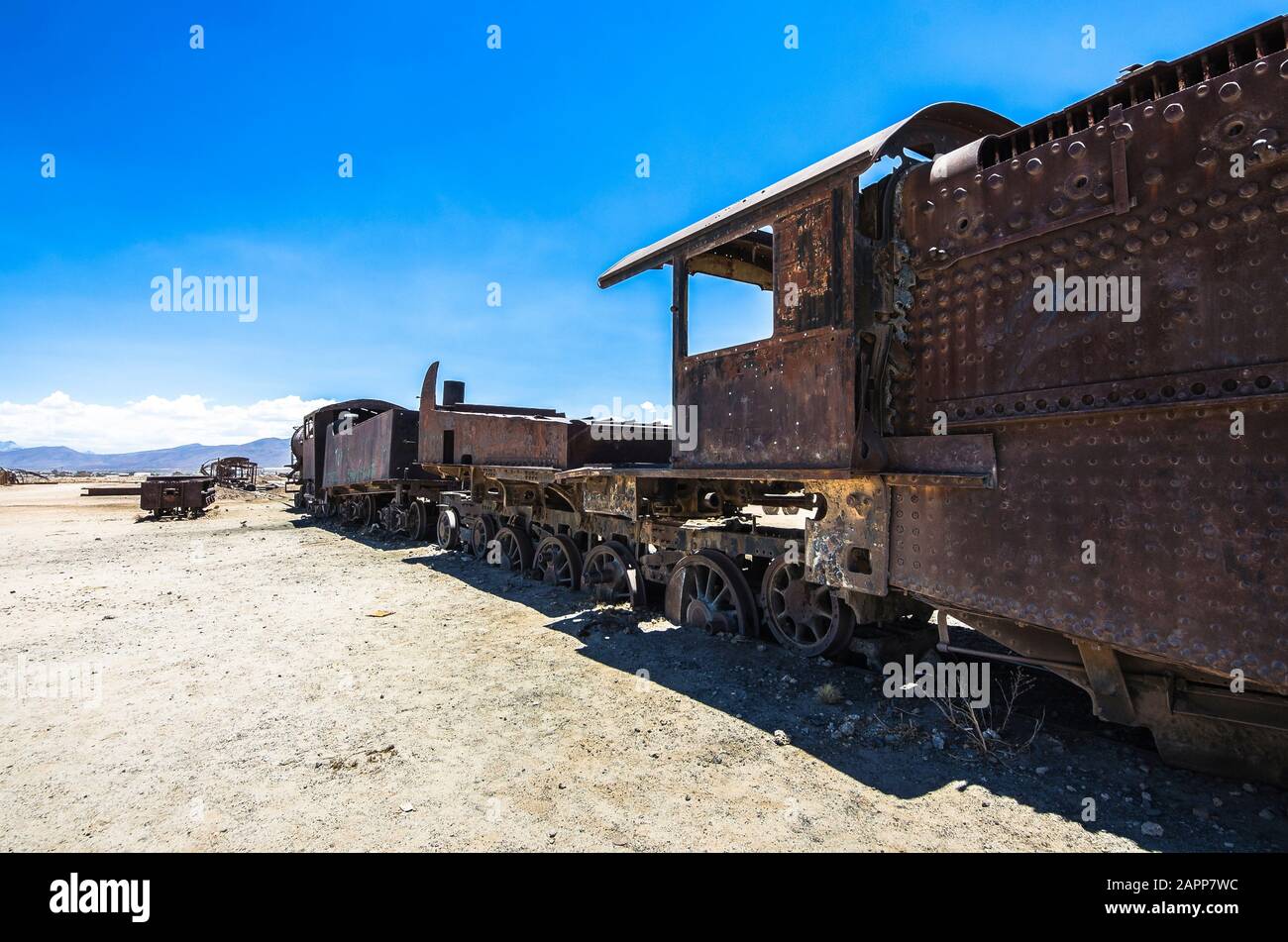Train cemetery, Uyuni, Bolivia. Abandoned train cementary in Bolivia ...