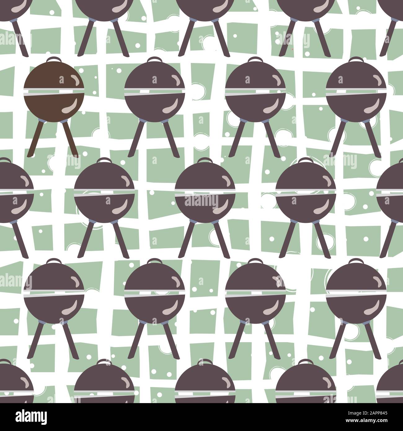 Seamless pattern with grill and kitchen utensils. Vector Illustration ...