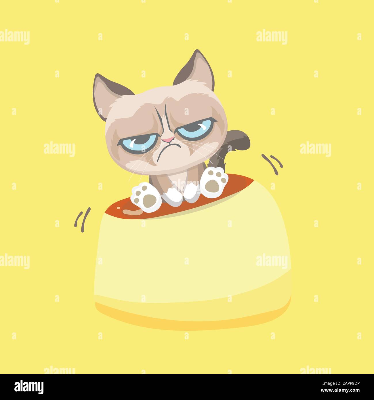 Cute grumpy cat sitting on pudding Stock Vector Image & Art - Alamy