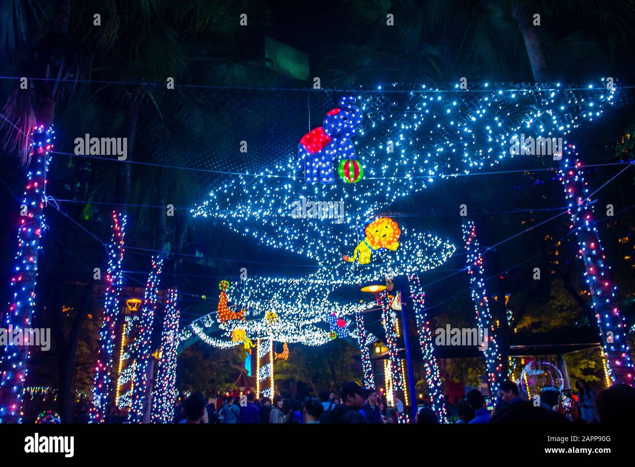 Christmas lights and decorations in downtown Taipei Taiwan Stock Photo ...
