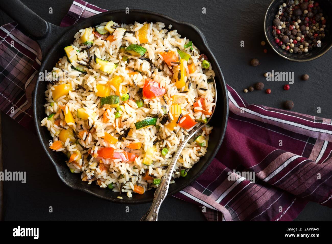 Rice with vegetables, healthy vegetarian food Stock Photo - Alamy