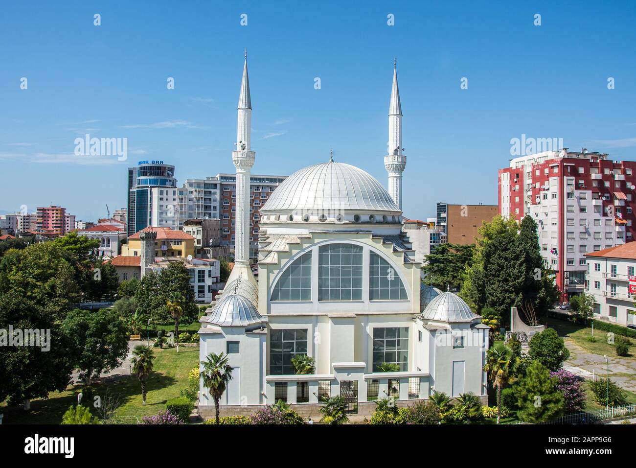 Abu Bekr Mosque, or Great Mosque (Xhamia e Madhe). in center of town of ...