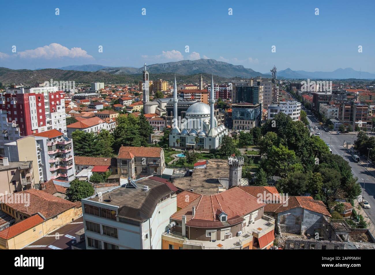 Abu Bekr Mosque, or Great Mosque (Xhamia e Madhe). in center of town of ...