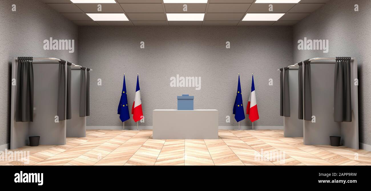 3D rendering voting room with ballot box Stock Photo - Alamy