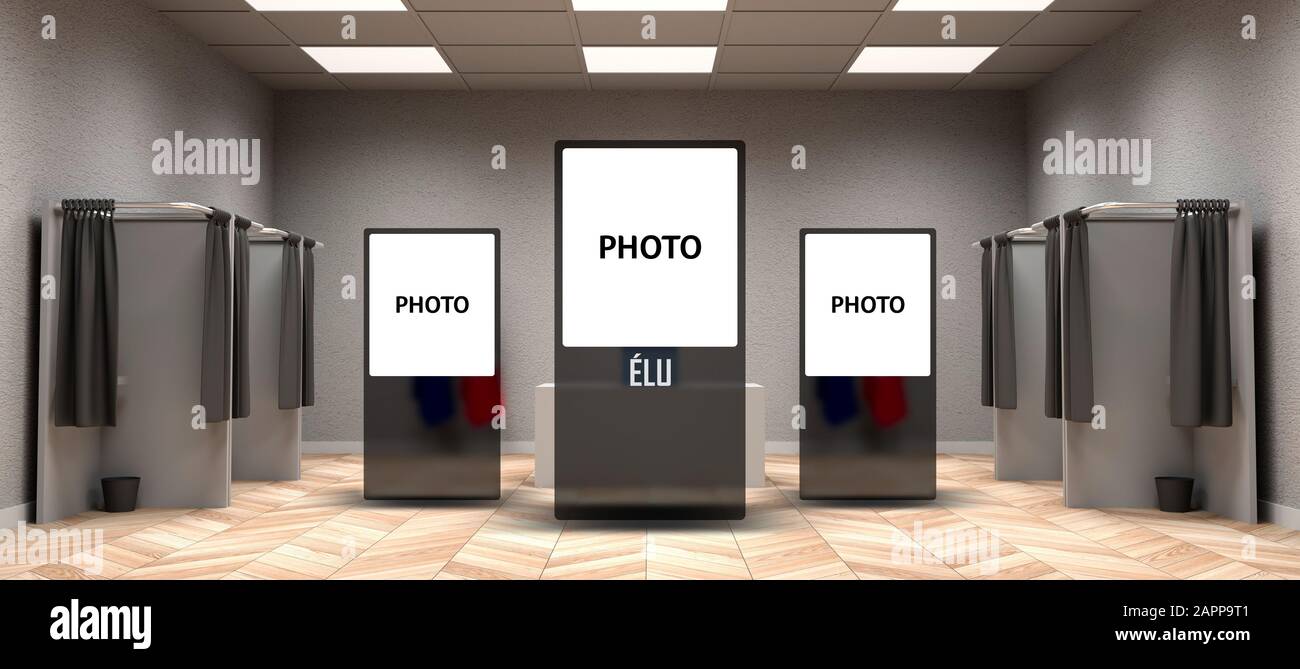 3D rendering voting room with ballot box Stock Photo - Alamy
