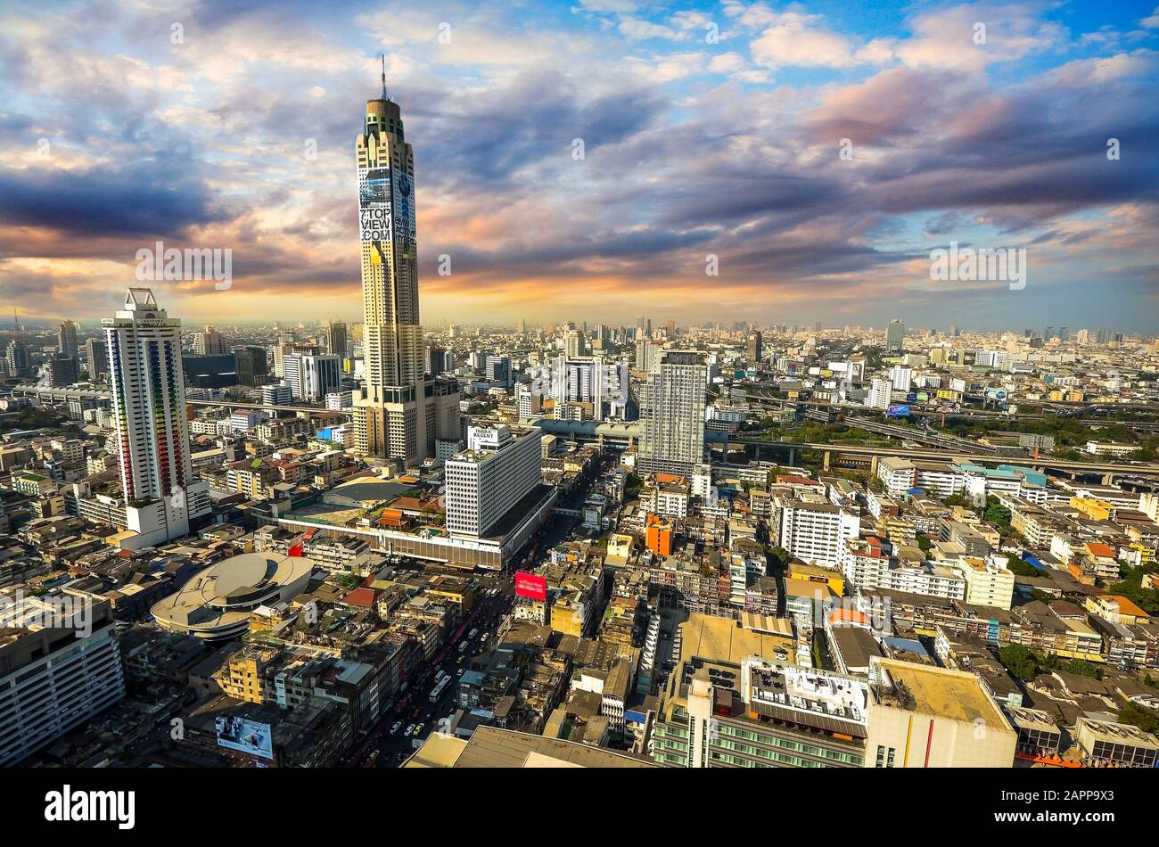THAILAND, BANGKOK - MARCH 14: Baiyoke Tower sunset view, 304 m (997 ft ...