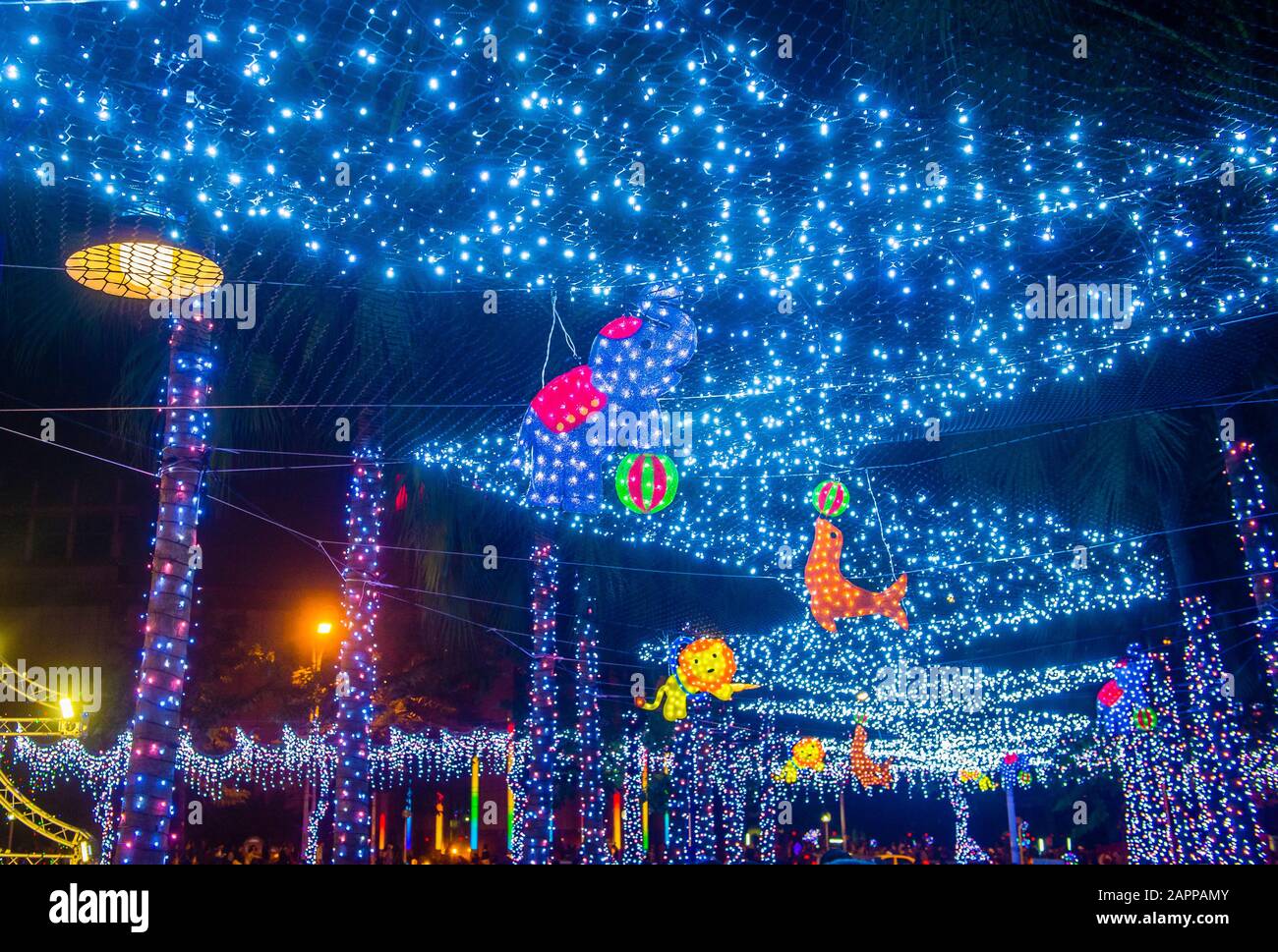 Christmas lights and decorations in downtown Taipei Taiwan Stock Photo ...