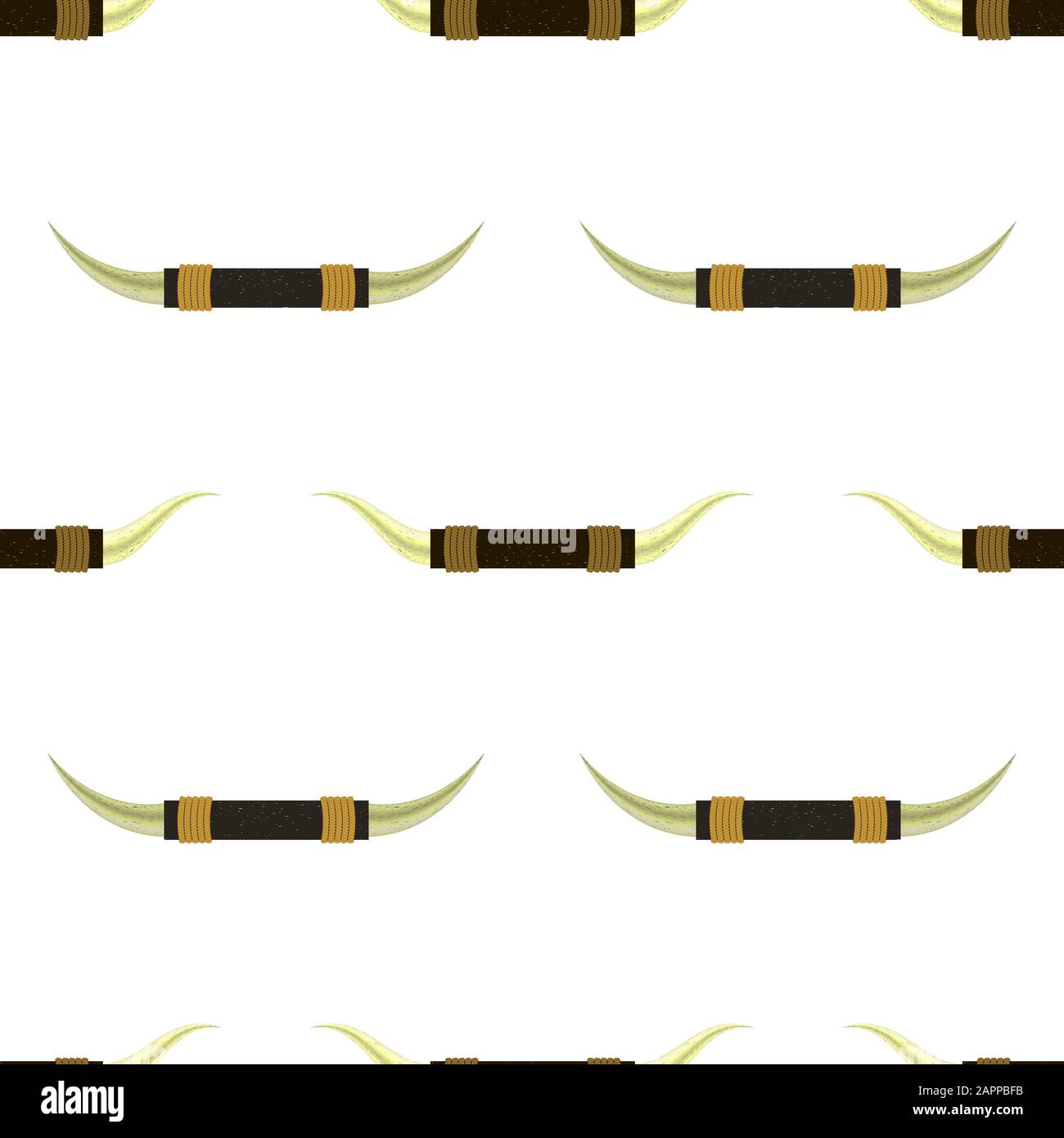 Bull Horns Seamless Pattern Isolated on White Background Stock Vector ...