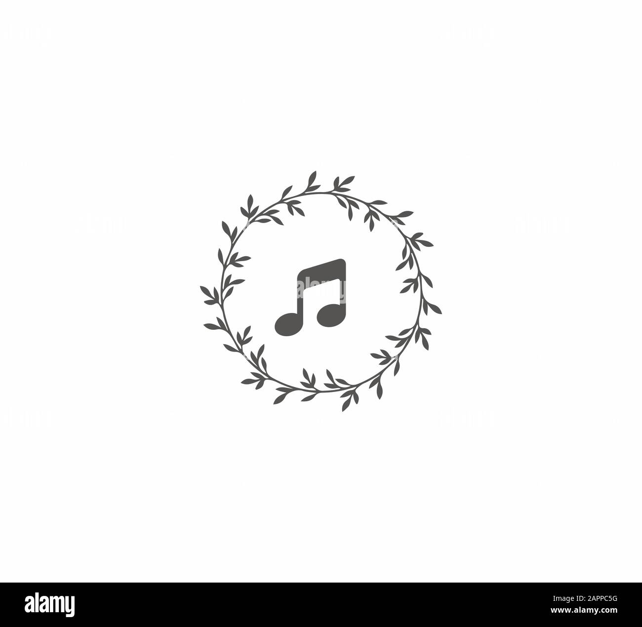 Vector illustration of a wreath and music note sign Stock Vector Image ...