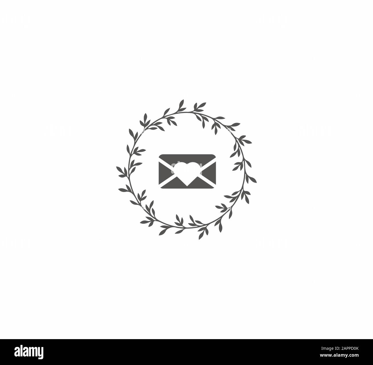 Gray envelope icon vector with heart - romantic recognition Stock ...