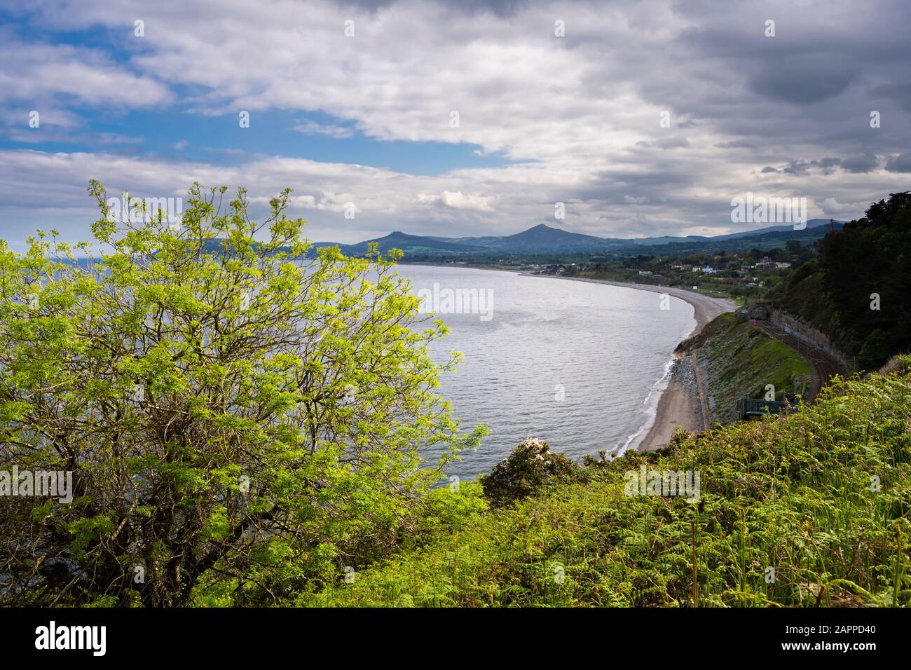 View southwards over Killiney Bay towards the Wicklow Mountains, from ...