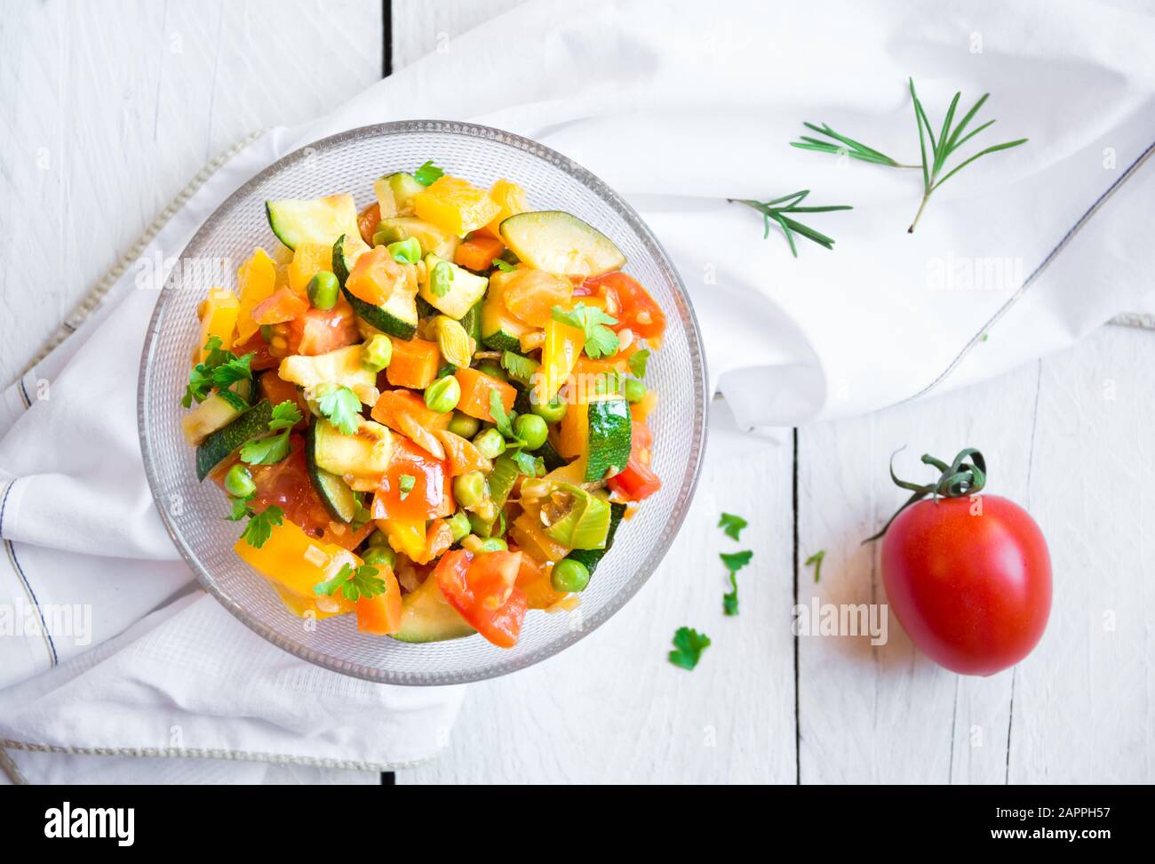Cooked mixed vegetables, a healthy dish Stock Photo - Alamy