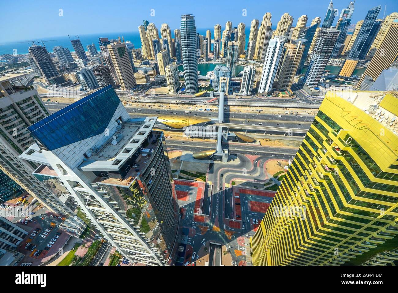 Dubai Marina panoramic view, Dubai, OAE Stock Photo - Alamy