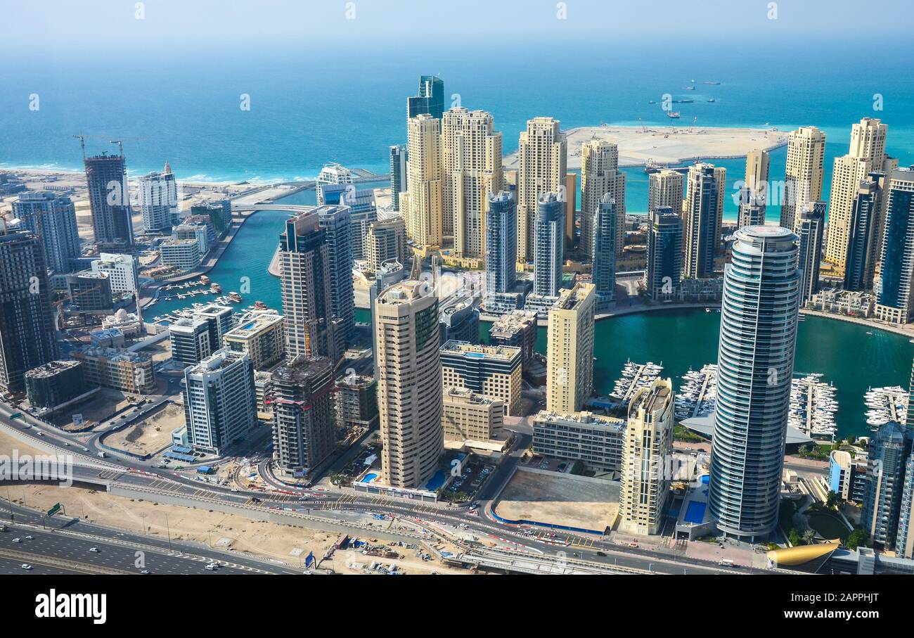 Dubai downtown aerial view. Top view from Dubai, UAE Stock Photo - Alamy
