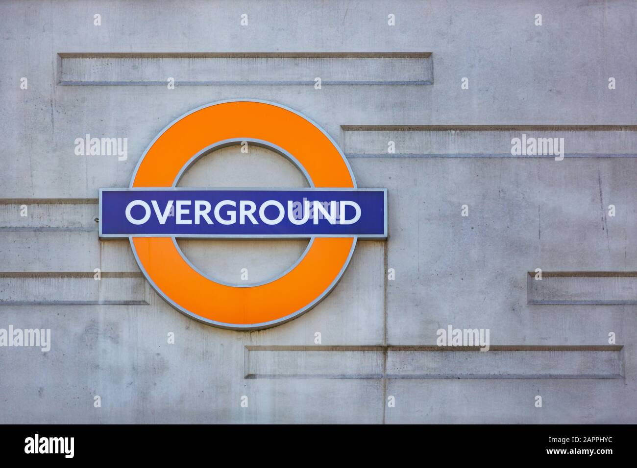 Overground roundel at Shoreditch High Street station Stock Photo - Alamy