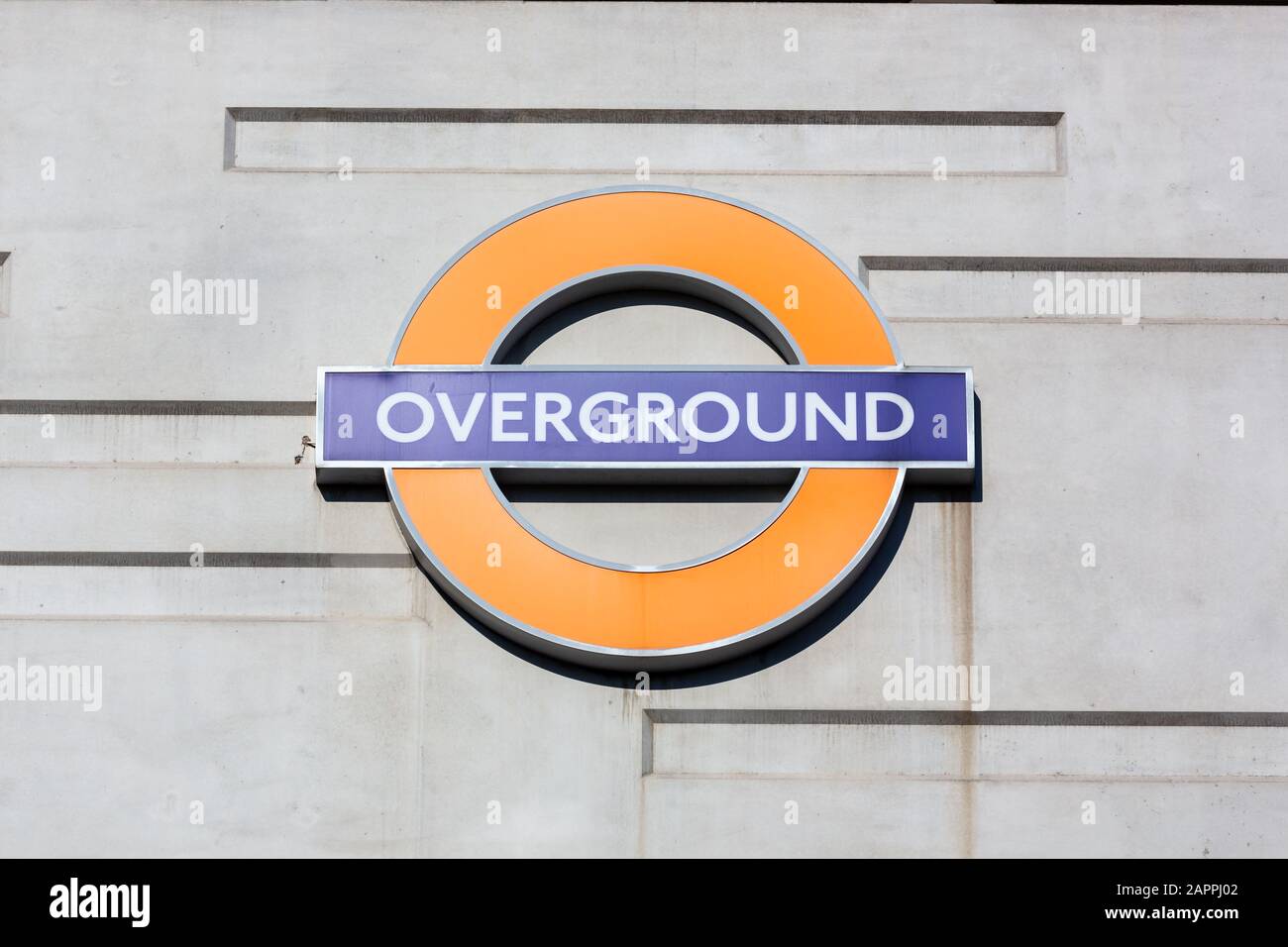 Overground roundel at Shoreditch High Street station Stock Photo - Alamy
