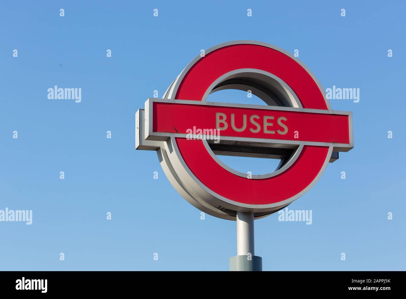 A TfL Buses roundel outside Tottenham Hale bus station Stock Photo - Alamy
