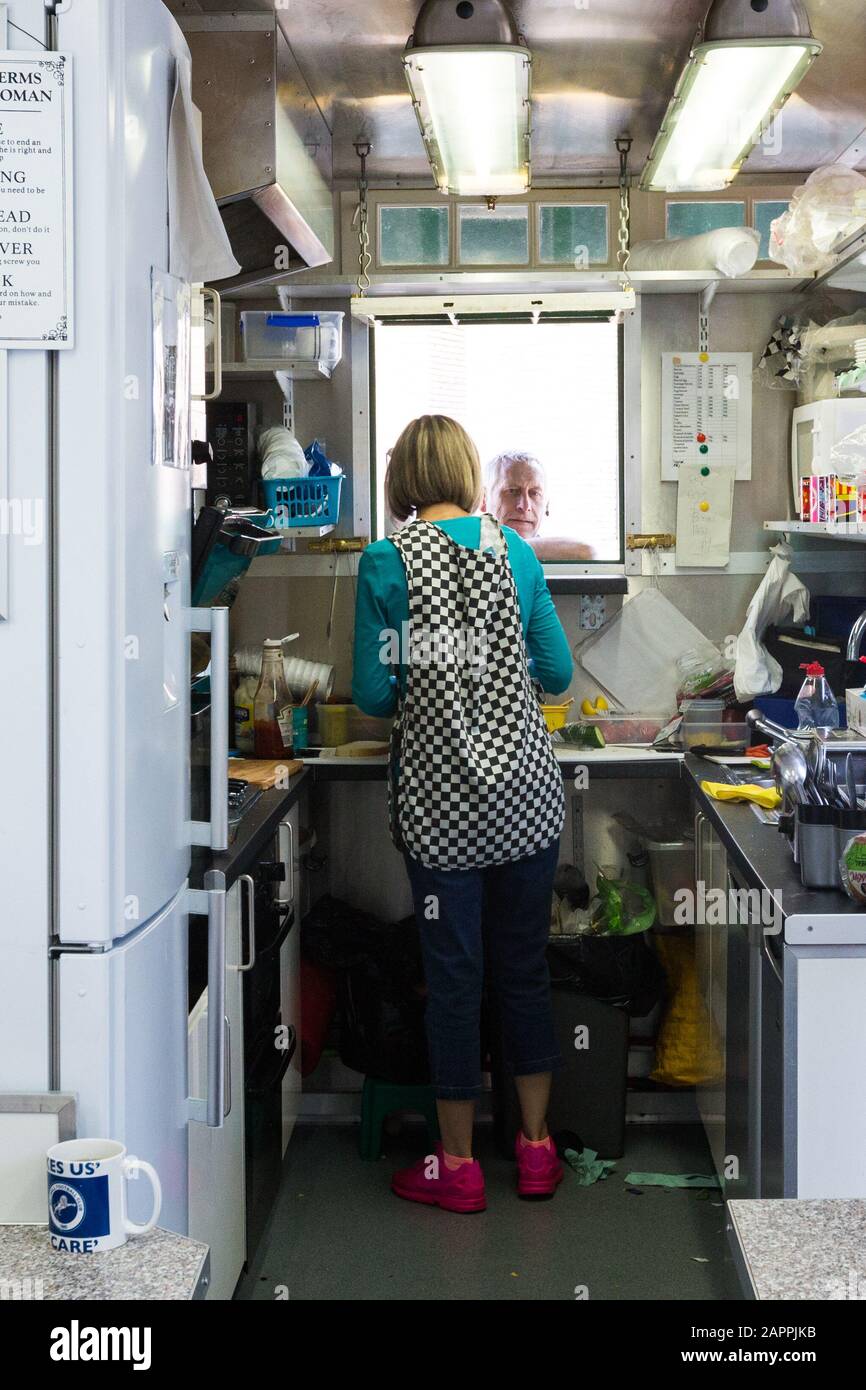 Tracey Tucker at her Cabman shelter in Warwick Avenue, London Stock ...