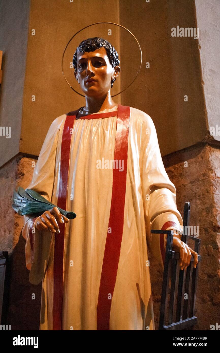 Italy Lombardia Milan Basilica of San Lorenzo - Statue of Saint Lorenzo ...