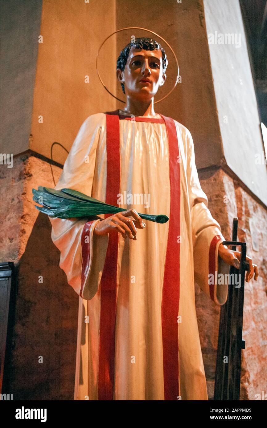 Italy Lombardia Milan Basilica of San Lorenzo - Statue of Saint Lorenzo ...