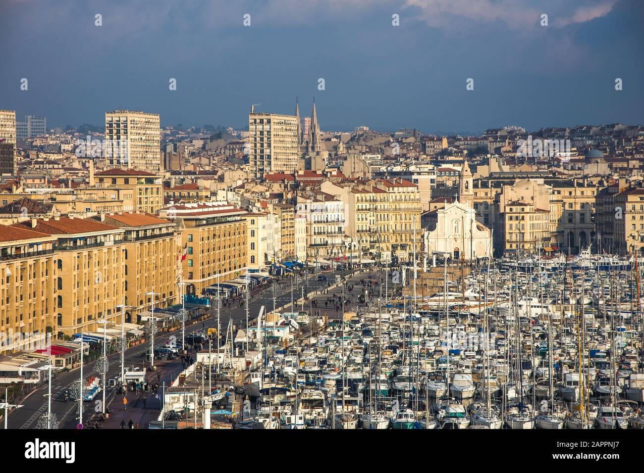 beautiful panoramic view of the city of Marseille, France background ...